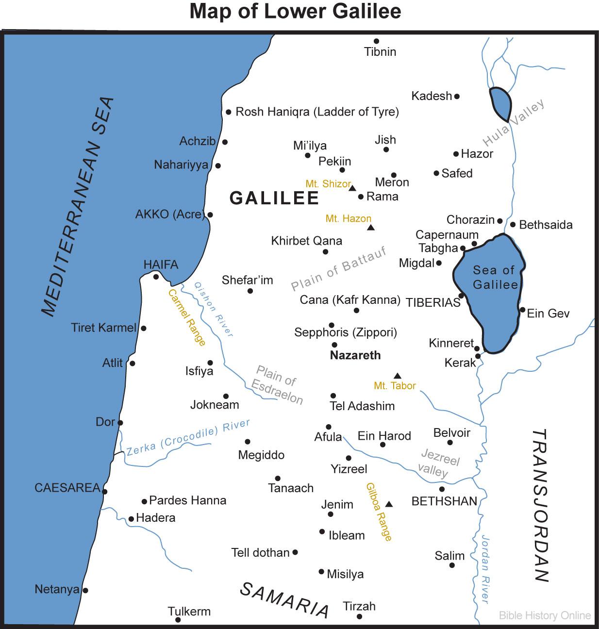 Galilée carte - carte de Galilée (Israël)